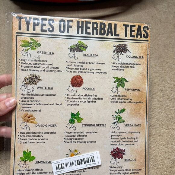 Amazon | Wall Decor | Types Of Herbal Teas Kitchen Wall Cafe Art ...